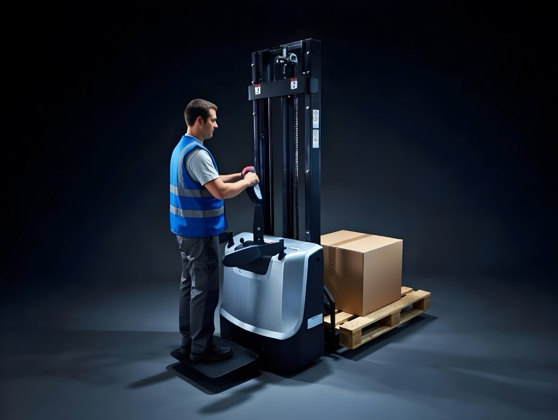 ES1536P - Electric stacker with ride platform, 3600 mm :: Silverstone ...